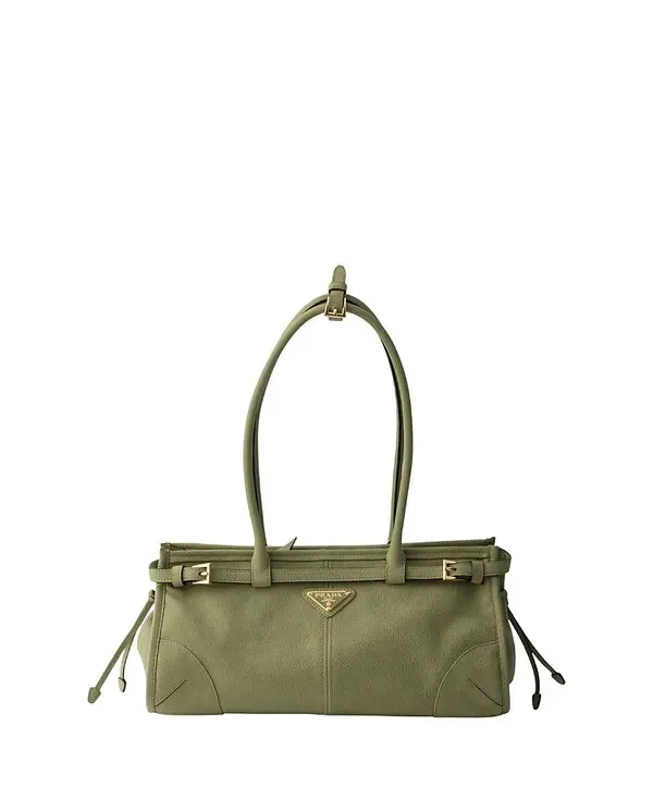 Prada Bonnie Medium Nubuck Leather Handbag - Green