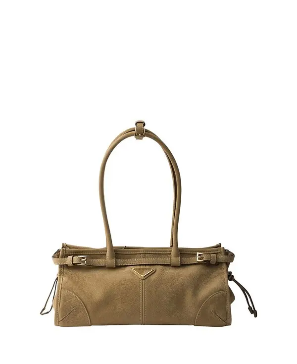 Prada Bonnie Medium Nubuck Leather Handbag - Neutral
