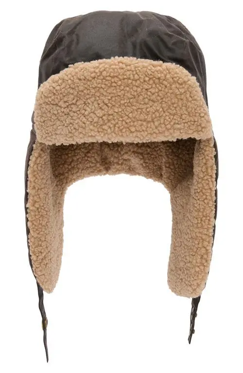 Barbour Morar Waxed Faux Shearling Trapper Hat - Rustic
