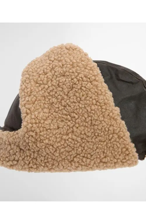 Barbour Morar Waxed Faux Shearling Trapper Hat