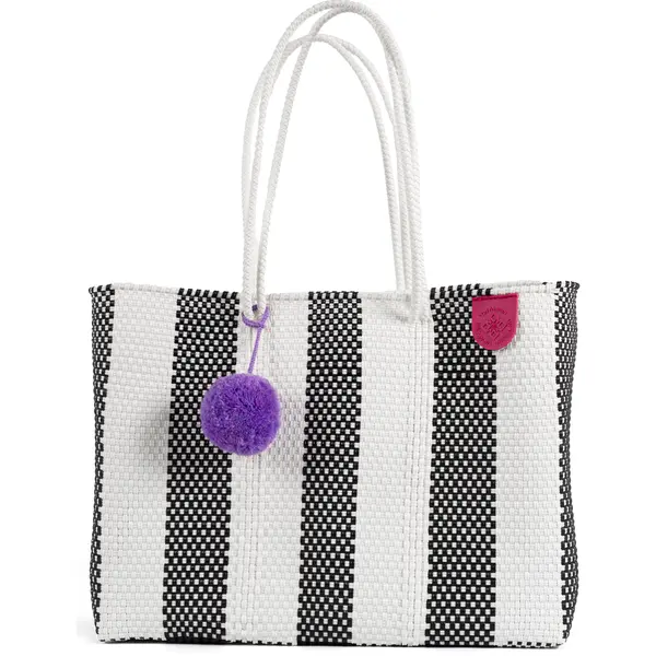 TIN MARIN Zebra Woven Super Tote - Black And White