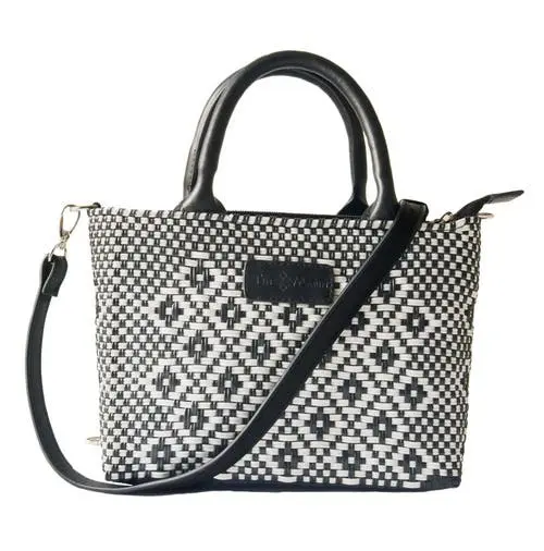 TIN MARIN Panda Small Woven Crossbody Bag - Black