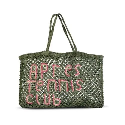 TIN MARIN Apres Tennis Club Woven Jute Tote - Green