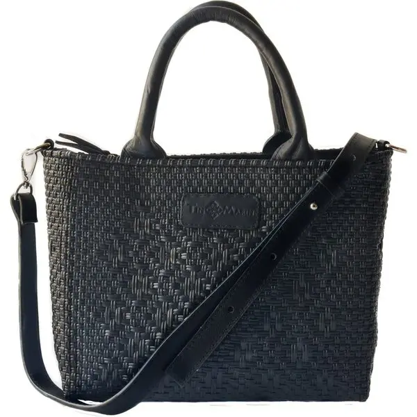 TIN MARIN Small Woven Crossbody Bag - Black