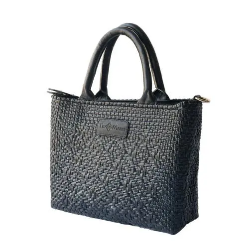 TIN MARIN Small Woven Crossbody Bag - Black