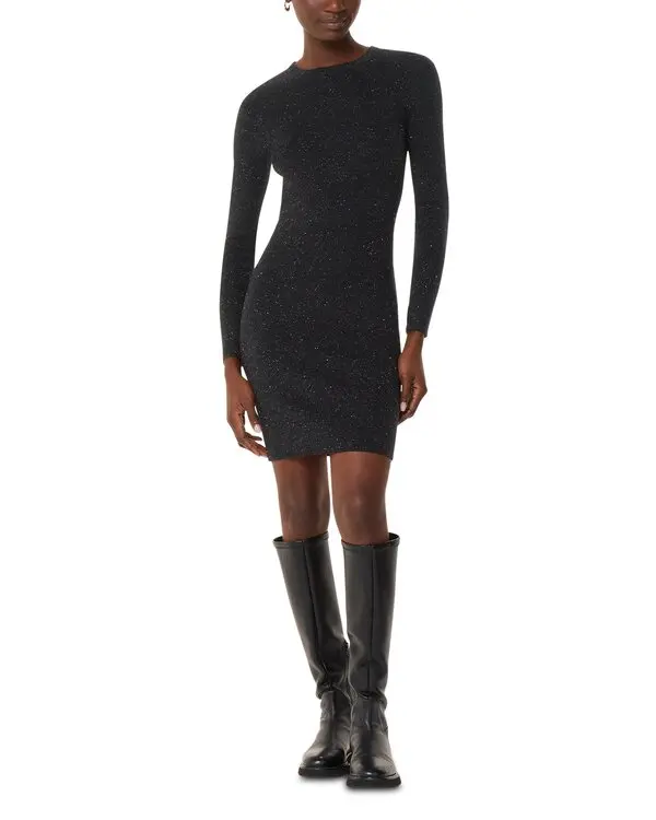 Whistles Annie Sparkle Short Sweater Dress Black Size 6
