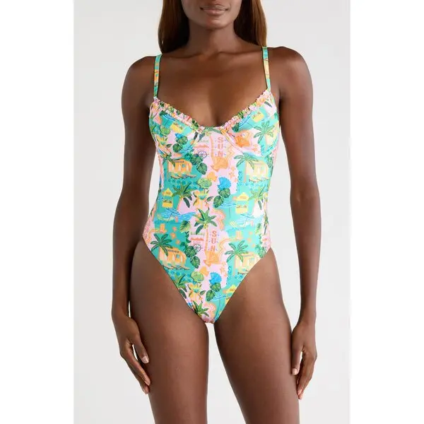 KULANI KINIS Double Ruffle Underwire One-piece Swimsuit - Sunlit Spritz