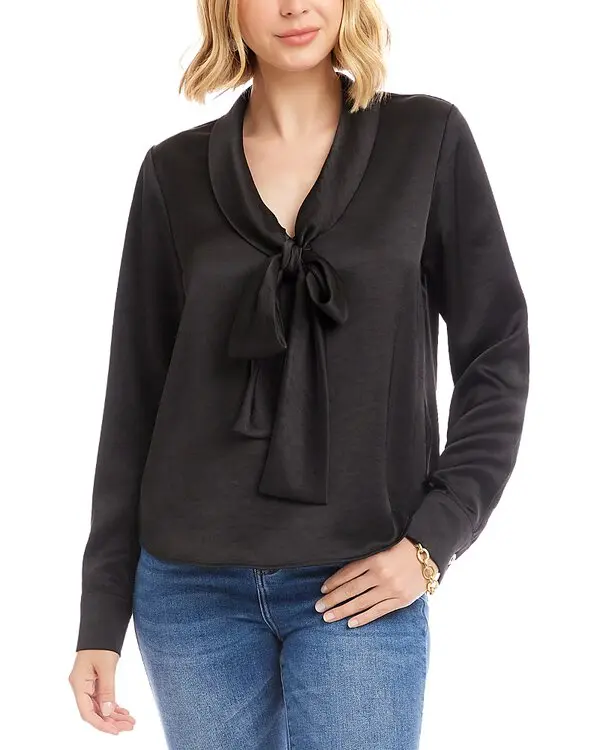 Karen Kane Satin Bow Top - Black