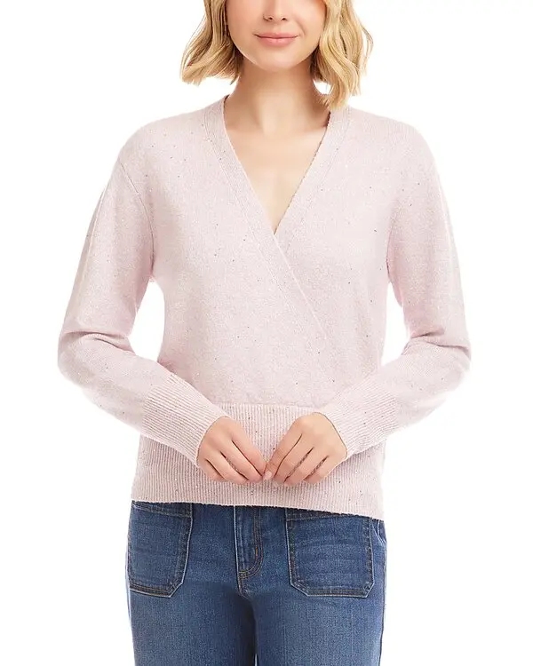 Karen Kane Sequin Crossover Wrap Sweater