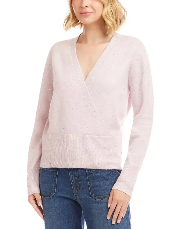 Karen Kane Sequin Crossover Wrap Sweater