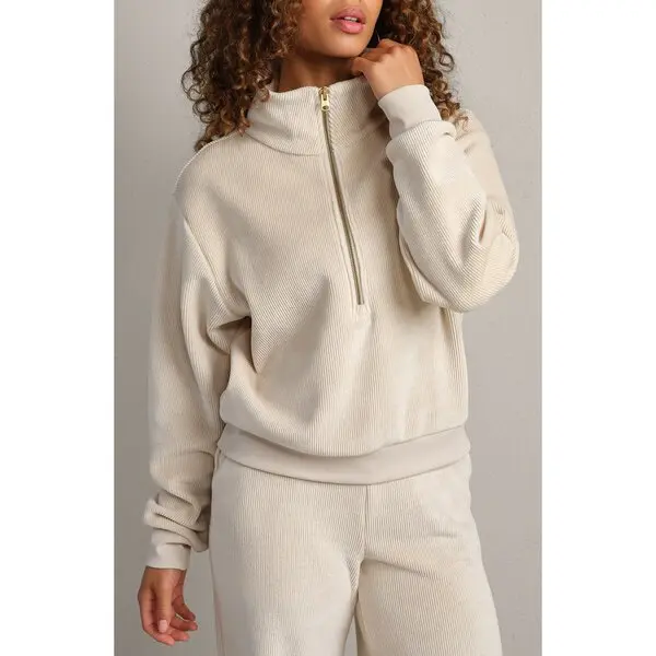 RHONE Plush Half Zip Pullover - Bone
