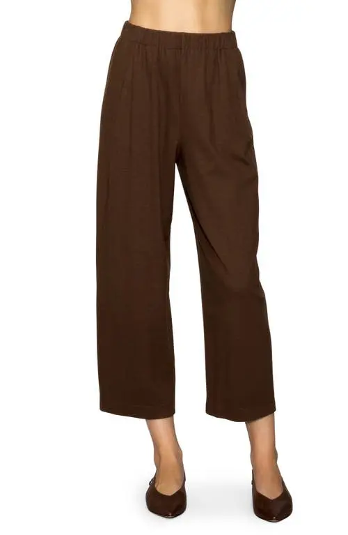 MELLODAY Brushed Crop Pants - Chocolate