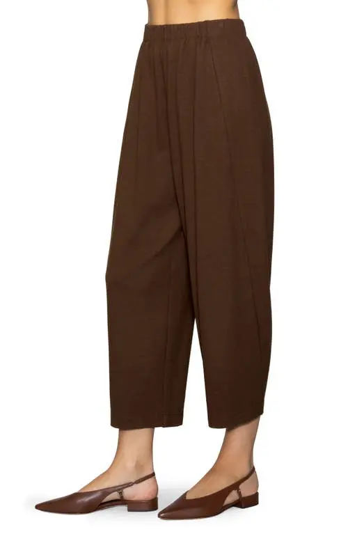 MELLODAY Brushed Crop Pants - Chocolate