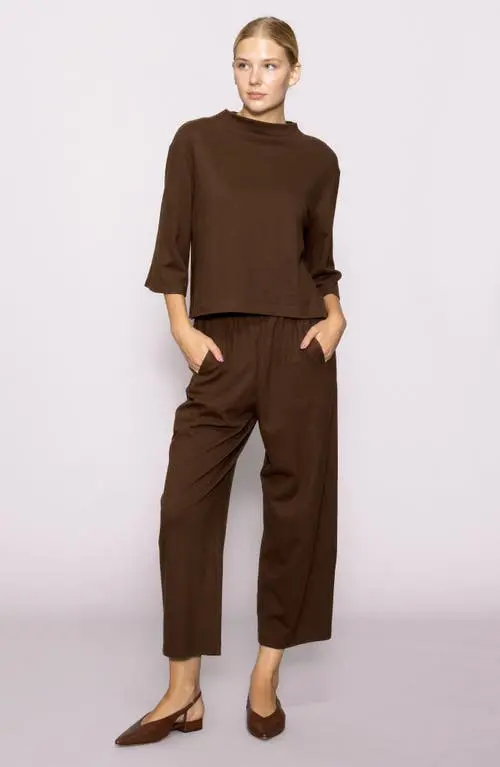 MELLODAY Brushed Crop Pants - Chocolate
