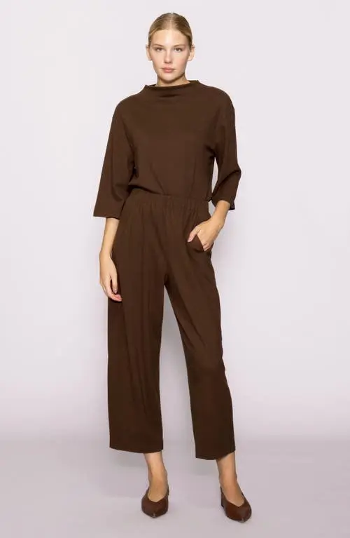 MELLODAY Brushed Crop Pants - Chocolate