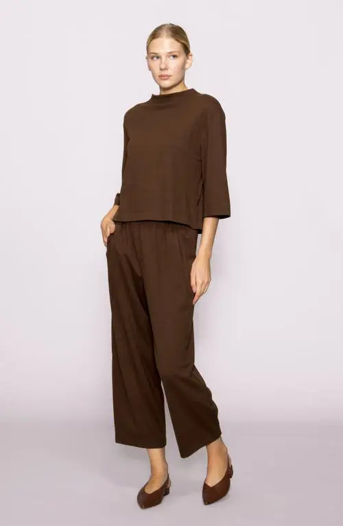 MELLODAY Brushed Knit Boxy Top - Chocolate
