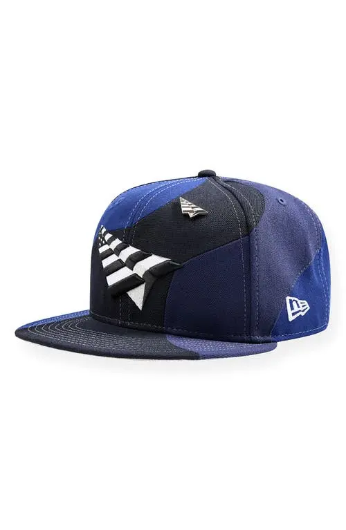 PAPER PLANES Spiral Colorblock Flat Brim Cap - Navy