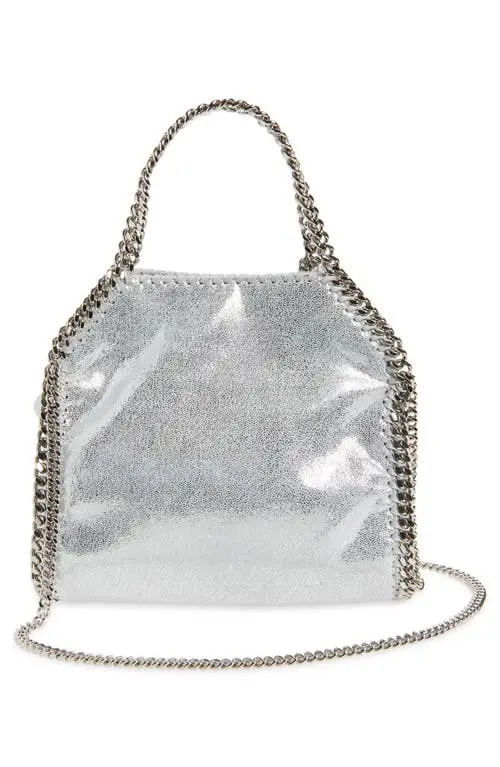 Stella McCartney Mini Falabella Metallic Faux Leather Tote - Silver