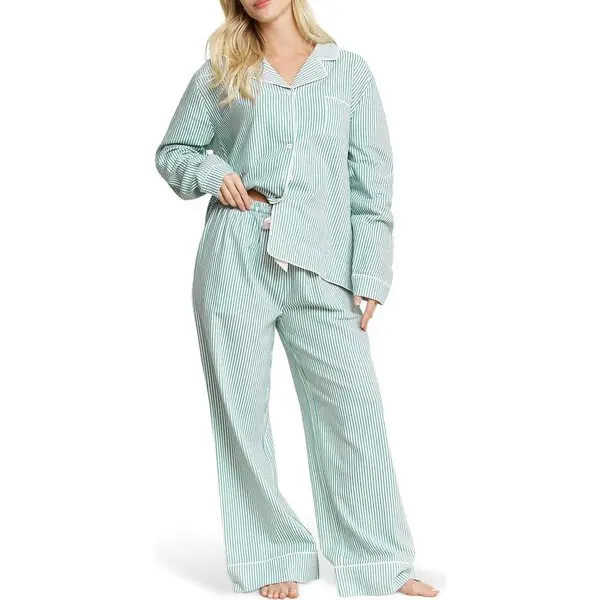 Honeydew Intimates Snooze Mode Long Pajamas - Jade Mist Stripe