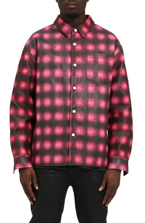 PURPLE BRAND Shadow Plaid Leather Shacket