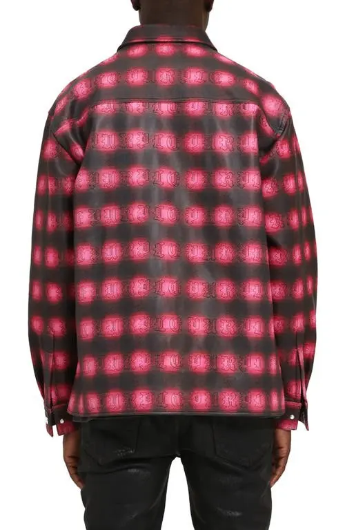 PURPLE BRAND Shadow Plaid Leather Shacket