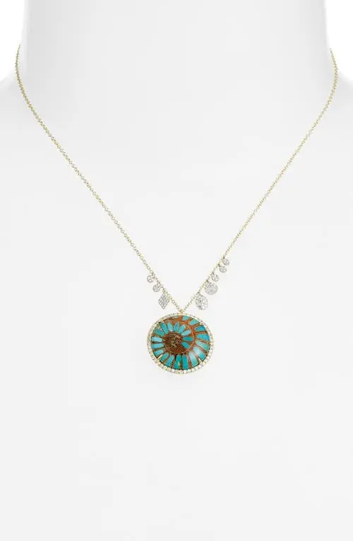 Meira T Amazonite Inlay Diamond Pendant Necklace