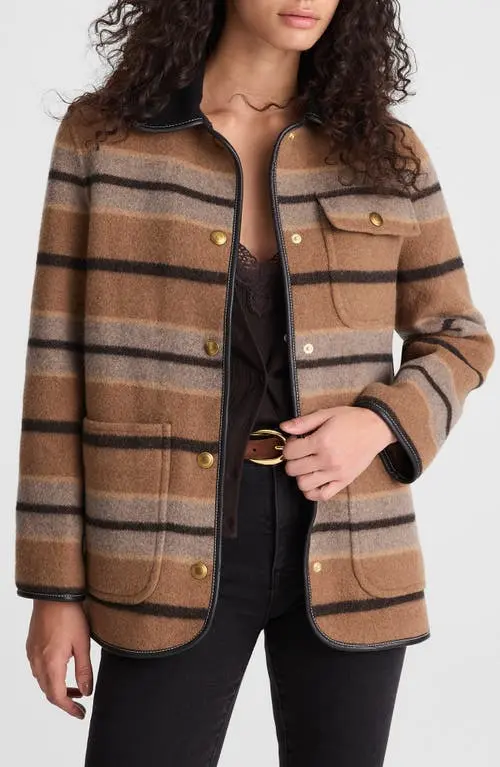 Madewell Stripe Chore Jacket - Rustic Umber