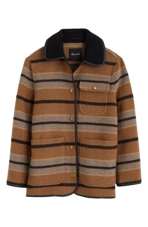 Madewell Stripe Chore Jacket - Rustic Umber