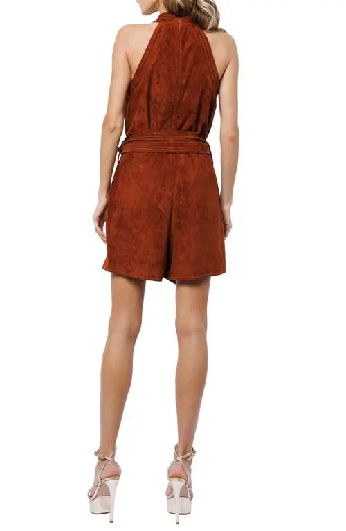 CIEBON Louise Tie-waist Faux Suede Romper