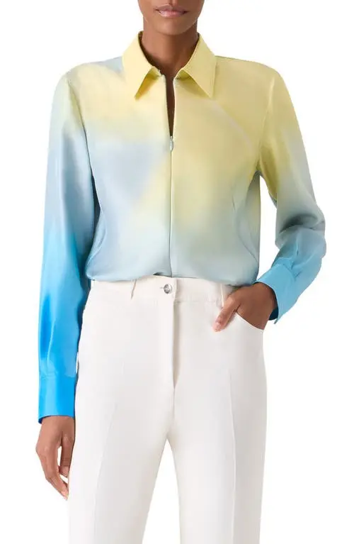 Akris Silk Twill Zip-front Top