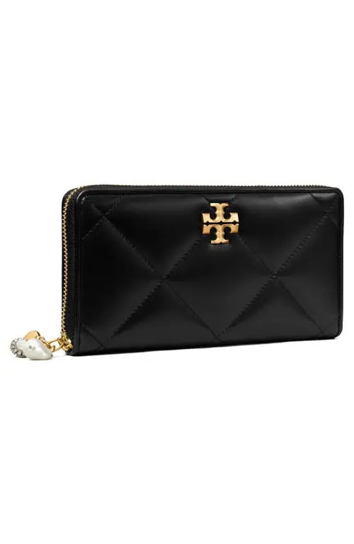 Tory Burch Kira Diamond Quilted Charm Zip Around Continental Wallet
