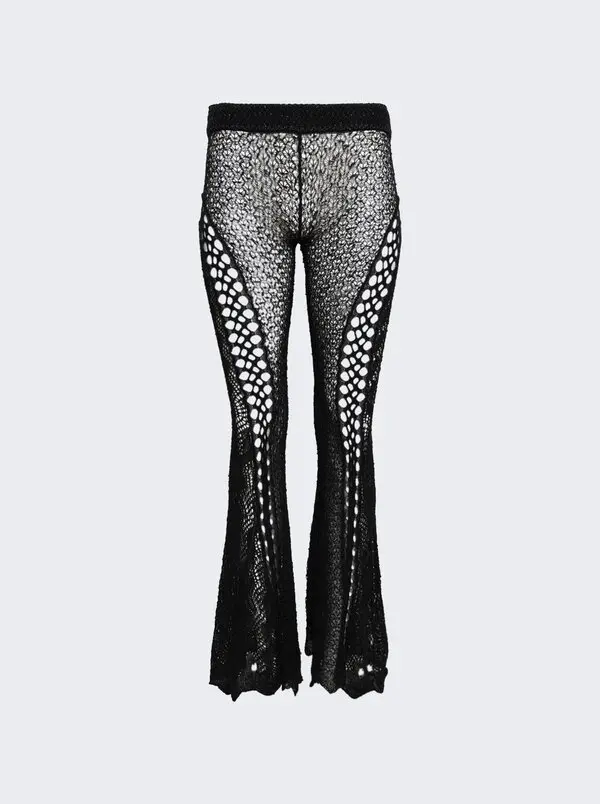 ROBERTA EINER Lace Knit Flared Trousers - Black