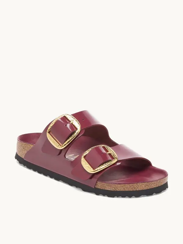BIRKENSTOCK Arizona Big Buckle Hammered Sandals - High Shine Zinfandel • Leather