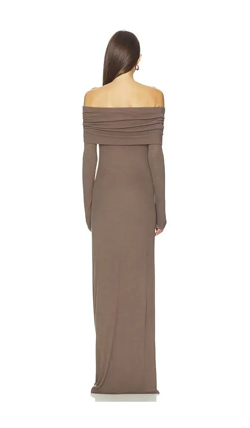 Enza Costa Silk Rib Off Shoulder Fluid Dress - Mushroom