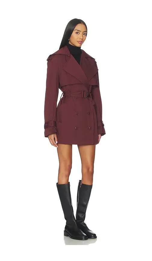 Bardot Aster Short Trench Coat - Deep Plum