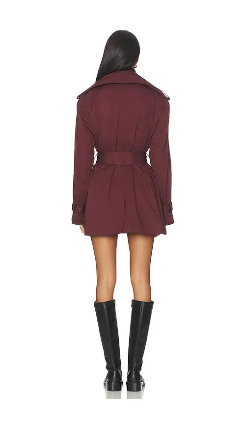 Bardot Aster Short Trench Coat - Deep Plum