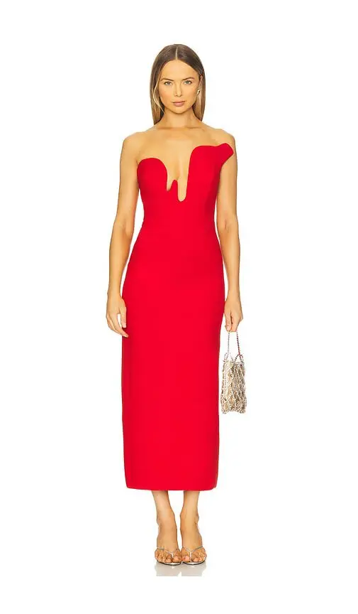Bardot Rosalyn Midi Dress - Fire Red
