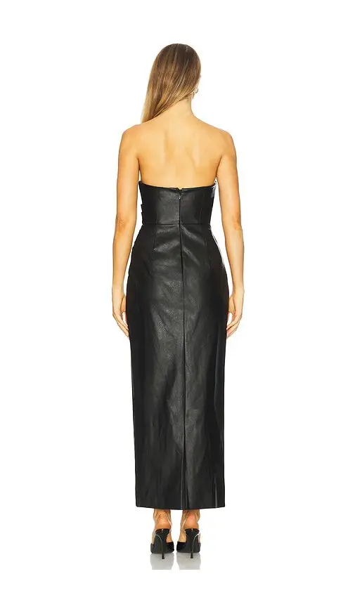 chinese dress ladies Black Vegan Leather Long Prom Dress Black / 00 main image 0