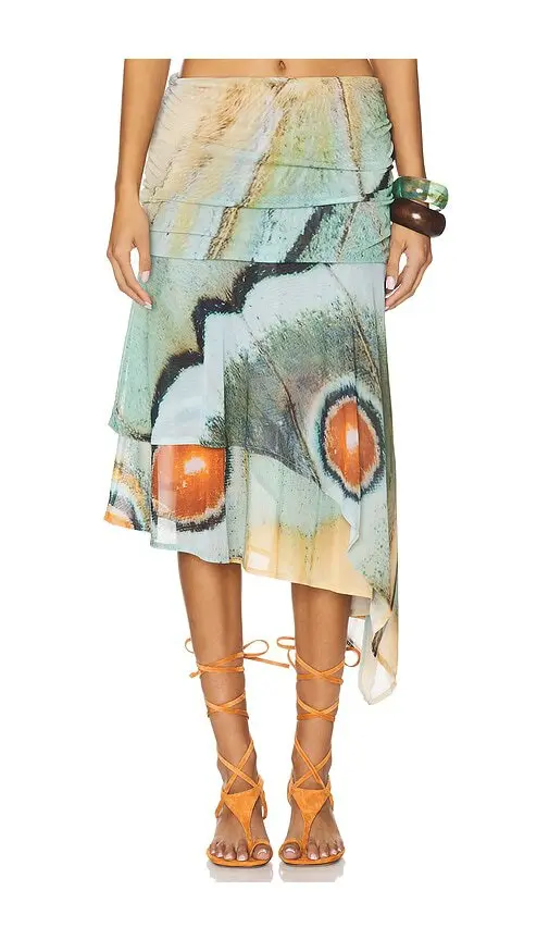 FENERS Printed Skirt - Light Blue Multi