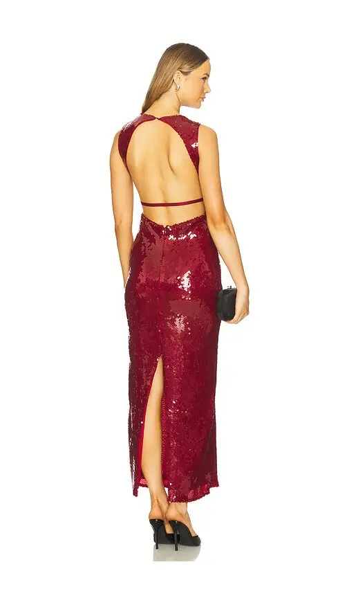 Bardot Portia Sequin Maxi Dress - Burgundy - 68% Off | Editorialist