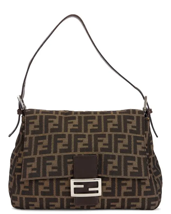 Fendi Denim Mama Baguette Shoulder Bag - Tobacco Brown