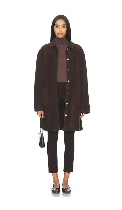 Donni. Long Fleece Jacket With Button Closure