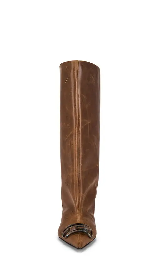 DIESEL® Leather Pull-on Kitten Heel Boots