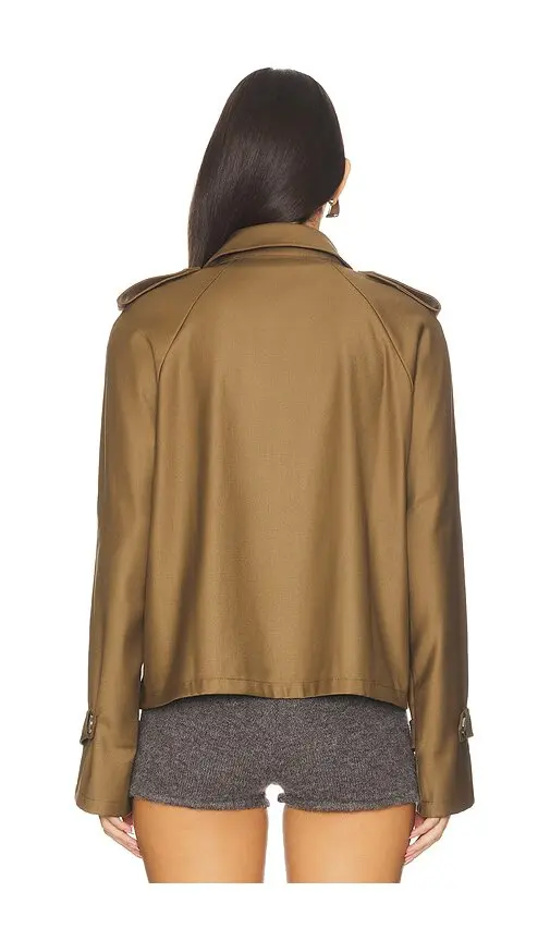 Lioness Cropped Trencherous Coat - Olive