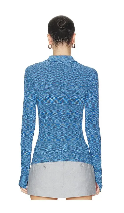 GANNI Spacedyed Polo Top - Blue