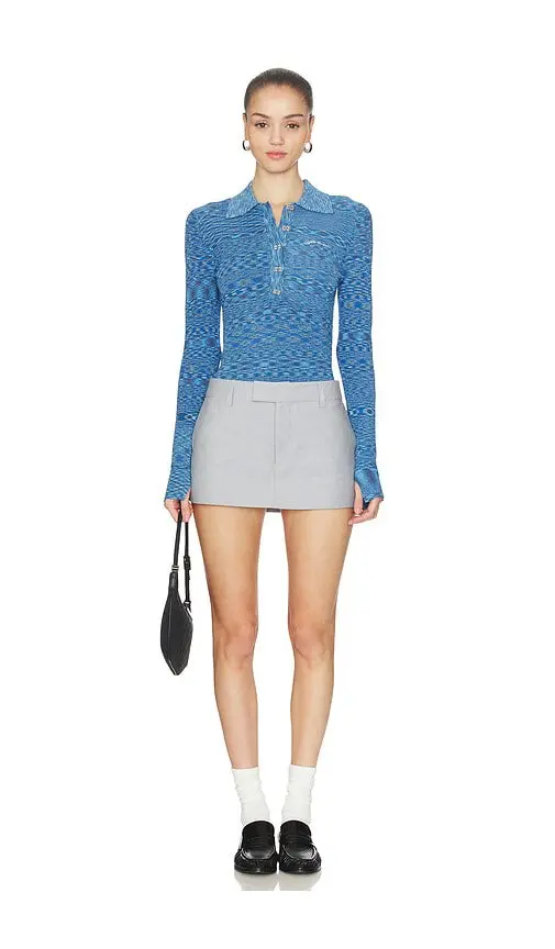 GANNI Spacedyed Polo Top - Blue