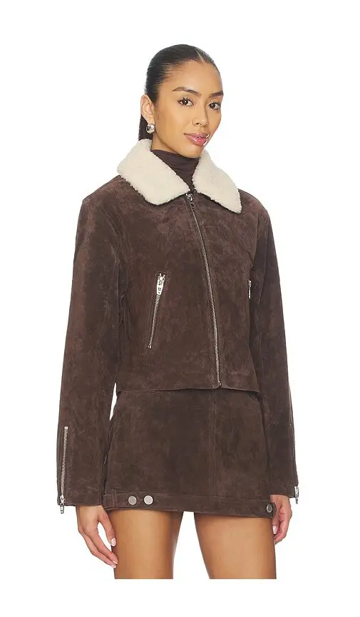 Blanknyc Cropped Leather Jacket With Faux Fur Collar