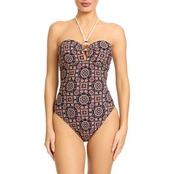 Robin Piccone Maggy Bandeau One-piece Swimsuit - Blue Multi