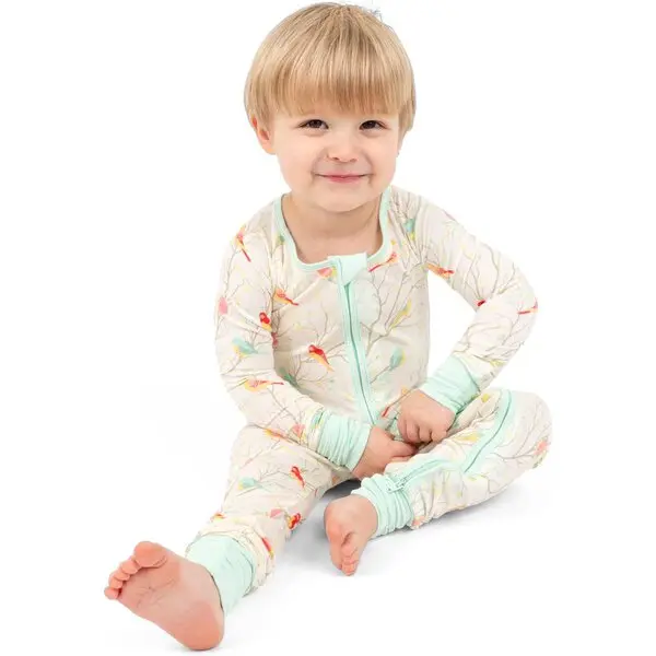 LEVERET Viscose Matching Family Holiday Pajama Sleeper - Birds