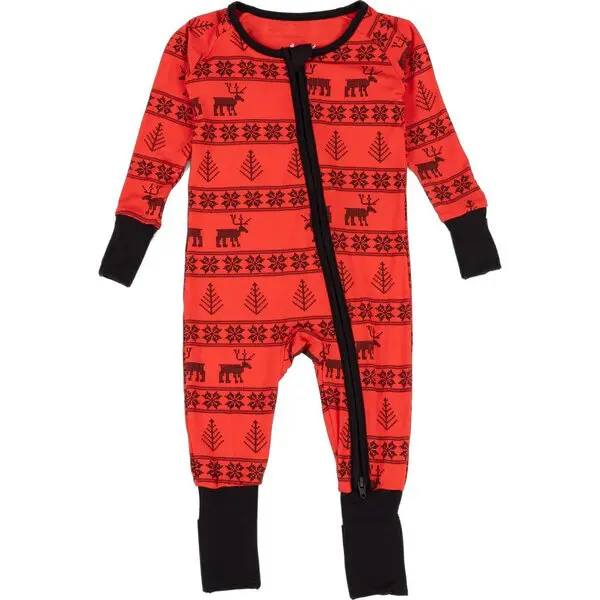 LEVERET Viscose Matching Family Holiday Pajama Sleeper - Reindeer